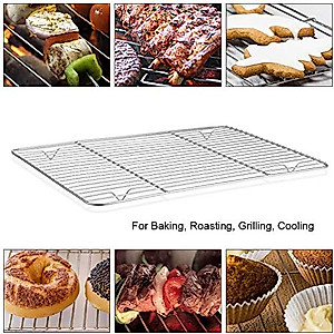 Small Stainless Steel Cooking Rack Set 2, Little Baking Rack Pack of 2, for Cooling Baking Roasting Grilling Drying, Rectangle 9.7x7.48x0.6 inch, Fits Small Toaster Oven, Oven & Dishwasher Safe