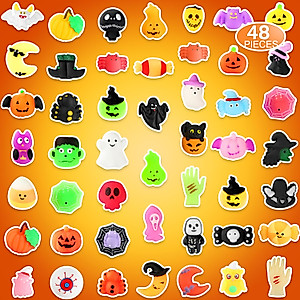 PHIMOTA Halloween Party Favors, 46 Pcs Mochi Squishy Toys Squishies for Kids, Stress Relief Toys for Halloween Goodie Bags Treats Decorations Classroom Prizes Birthday Gift Toys Pack