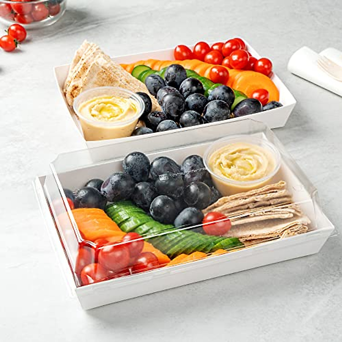 Restaurantware Matsuri Vision 9 x 6 x 1.5 Inch Large Sushi Trays 100 Greaseproof Sushi Packaging Boxes - Lids Sold Separately Disposable White Paper Sushi Containers For Entrees Or Desserts