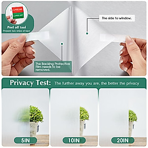 Coavas Window Privacy Film Static Cling, Non-Adhesive Removable Privacy Window Film, Frosted Glass UV Blocking Window Tint for Home, Office, Bathroom (Silver 17.5 x 78.7 in)