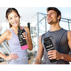 Polar Camel Personalized Water Bottles 40oz with Flip-Top Lid and Straw,Vacuum Insulated Flask, Stainless Steel Sports Double Wall Thermos, Your Logo Name Text Engraved in USA (Black, 40 oz.)