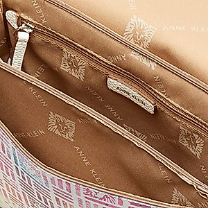 Anne Klein Flap Crossbody w/Horse bit, Ombre Rainbow Lion Logo Print/Anne White