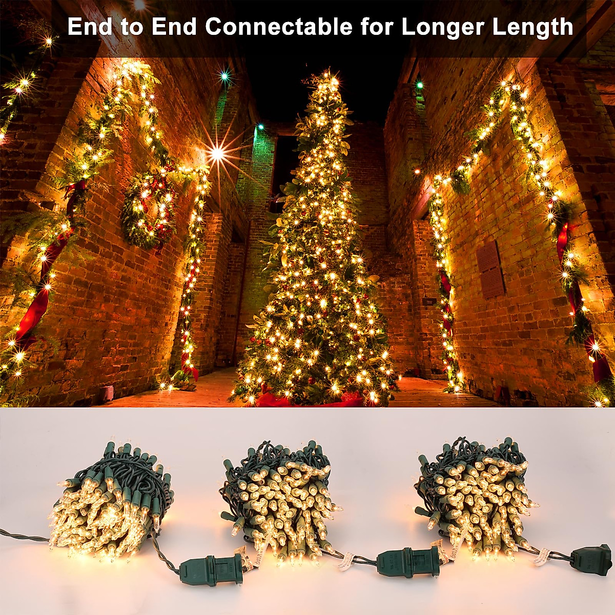 BrizLabs Halloween Orange Lights, 300 Counts 69.6ft Halloween Lights String Connectable, UL Certified Mini Halloween Lights Plug-in, Incandescent Orange Lights for Indoor Outdoor Christmas Tree Decor