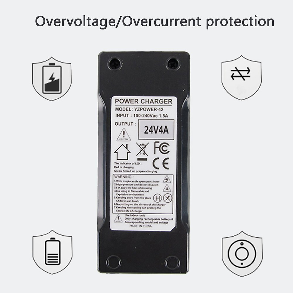 Abakoo 24V 4A Battery Charger for Jazzy,Go-Go Pride Ezip 400 500 650 750 900 Mountain Trailz IZIP I25 IZIP I300 IZIP I350 IZIP I500 Mpv5 Mpv4 Pronto m41