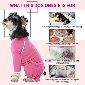 FUAMEY Recovery Suit for Dogs, Long Sleeve Dog Onesie for Surgery Female, Male Neuter Abdominal Wound Surgical Suit Dog Prevent Licking Wounds Shedding Suit Jumpsuit with Zipper