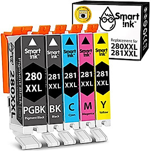 Smart Ink Compatible Ink Cartridges Replacement for Canon 281 280 PGI-280XXL CLI-281XXL (5 Combo Pack) to use with Canon Printers Pixma TR8520 TS9120 TS6120 TR8620 TR8620a TS6320 TR7520 PGBK/BK/C/M/Y