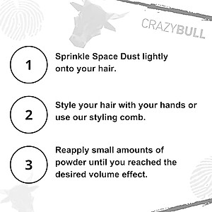 CrazyBull Hair Space Dust Hair Texture Powder - Vegan Friendly Hair Powder for Men - Lightweight Hair Powder for Short-Medium Hair - 0.7 oz