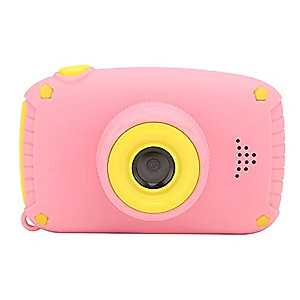 Kids Cartoon Camera, Front and Rear Dual Cameras Kids Camera Eco Friendly Multiple Fun Photo Frames ABS for Outdoor for 3‑10 Years Old Kids (Pink)