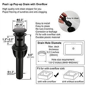 Derengge Bathroom Sink Faucet,4 Inch Centerset Bathroom Faucet, Two Handle Lavatory Faucet with Push up Pop-up Drain,Matte Black Finished,2 Pack,BF-D4501-MT