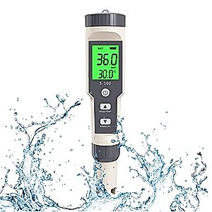Yewhick Digital Salinity Tester for Saltwater, Waterproof Pool Salt Tester, 4 in 1 Salt/EC/TDS/Temp Meter, High Accuracy Saltwater Tester with ATC for Saltwater Pool, Aquarium, Koi Fish Pond