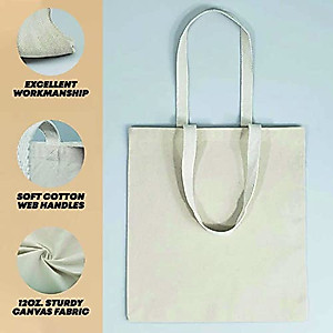 Cotton Canvas Tote Bags Reusable Totes for Shopping, Groceries, Arts & Crafts, DIY, Vinyl, Decorate, Teacher, Books, Gifts (Natural, 3)