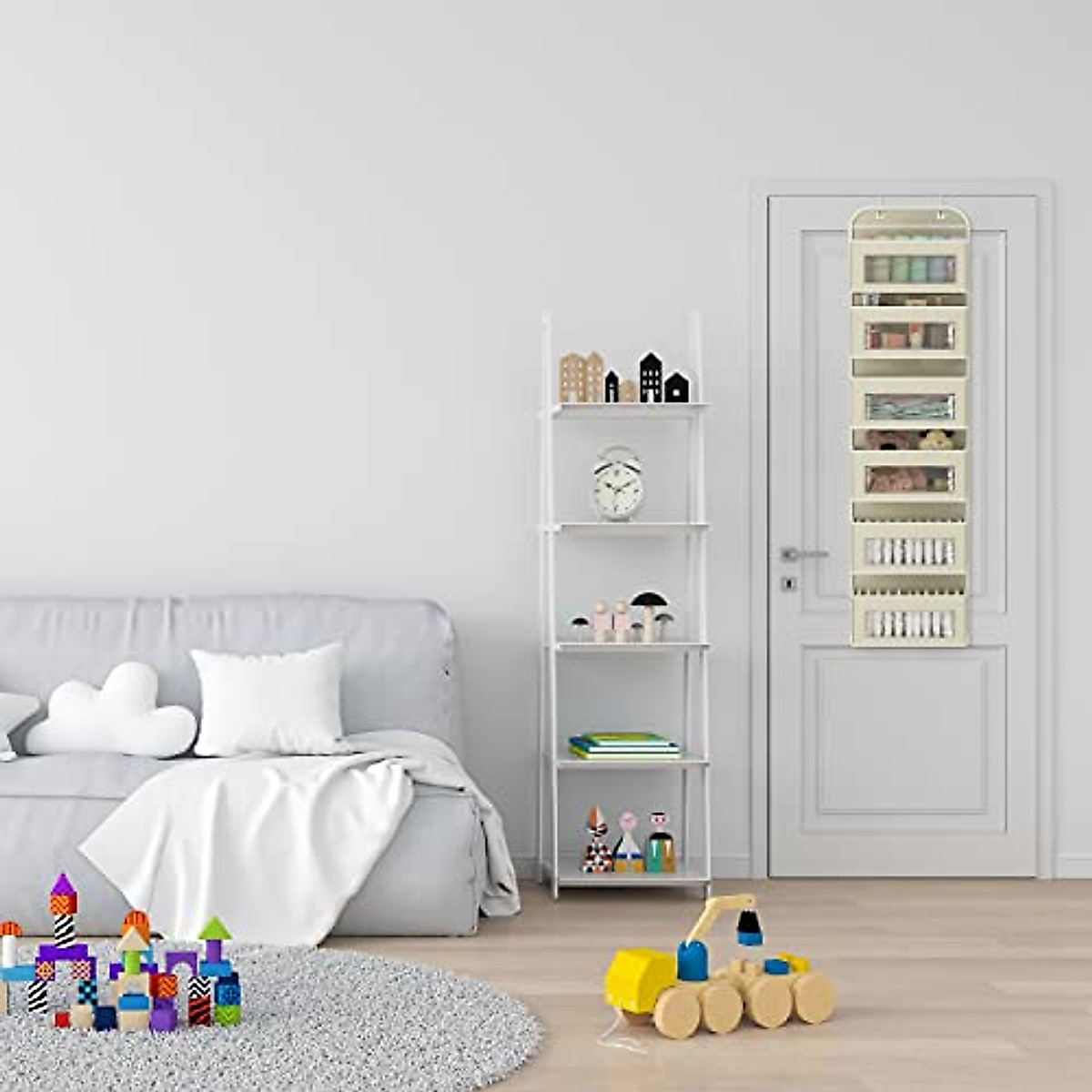 YOUDENOVA Over Door Organizer, 6-Shelf Nursery Hanging Organizers for Baby Essential, Closet Door Organizer for Dorm, Beige