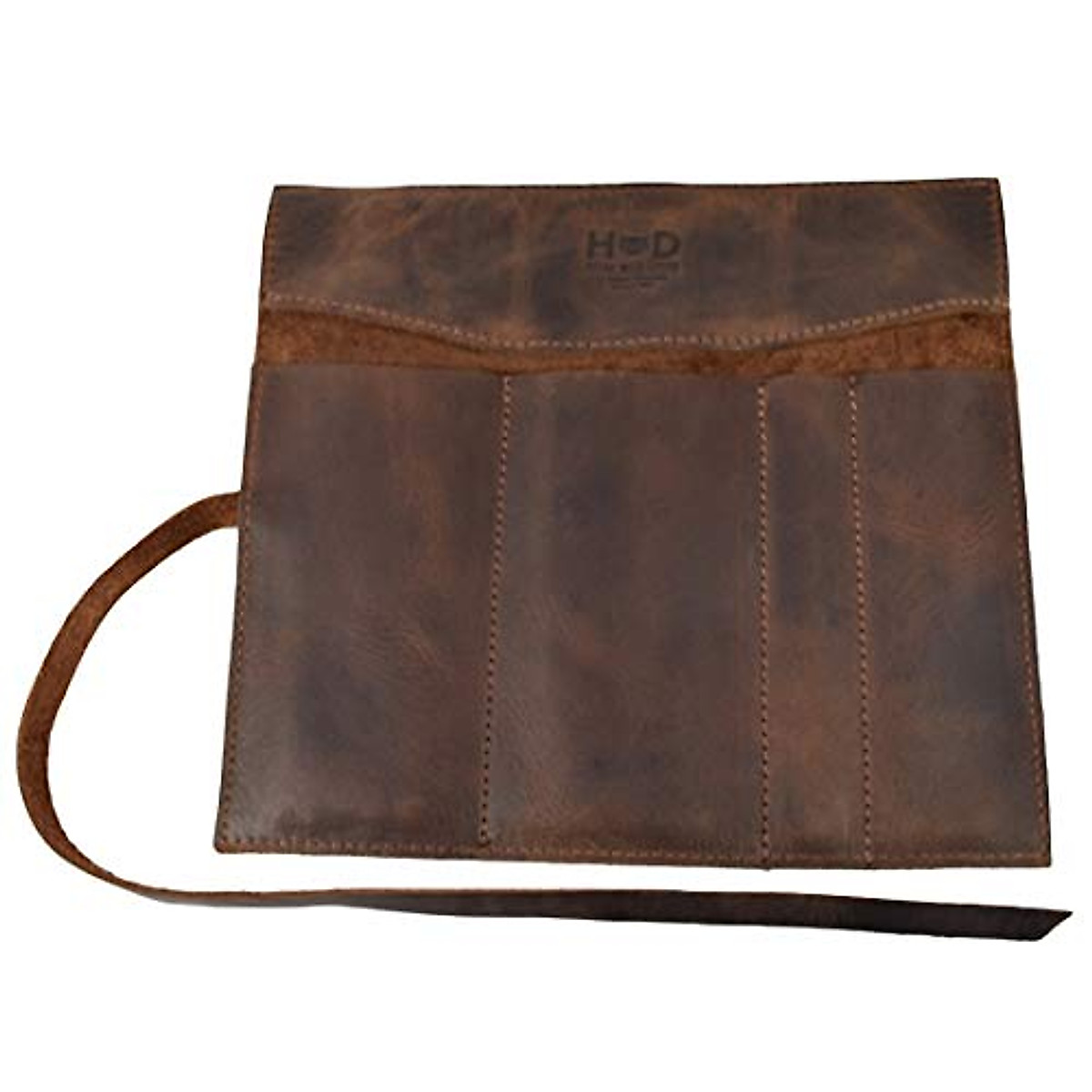 Hide & Drink, Leather Rollup Pen / Pencil Storage Case / Pouch Organizer Handmade Includes 101 Year Warranty :: Bourbon Brown