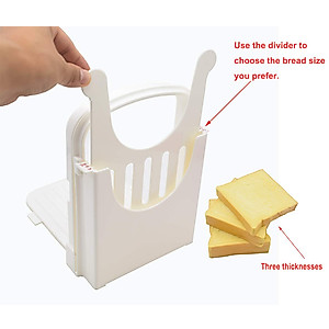 Aobrill Bread Slicer for Homemade Bread Foldable Toast Slicer with Non-slip Mat (White)