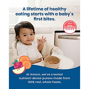 Amara Organic Baby Food - Stage 2 - Oats & Berries - Baby Cereal to Mix With Breastmilk & Water - Shelf Stable Baby Food Pouches Made from Organic Fruit and Veggies - 5 Pouches, 3.5oz Per Serving