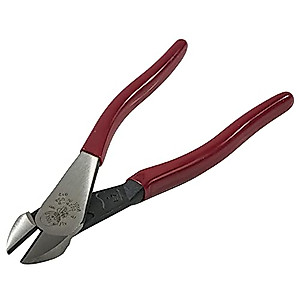 Klein Tools D228-8 Pliers, Made in USA, Diagonal Cutting Pliers with Short Jaw and Beveled Knives, High-Leverage Color-Coded Wire Cutters, 8-Inch