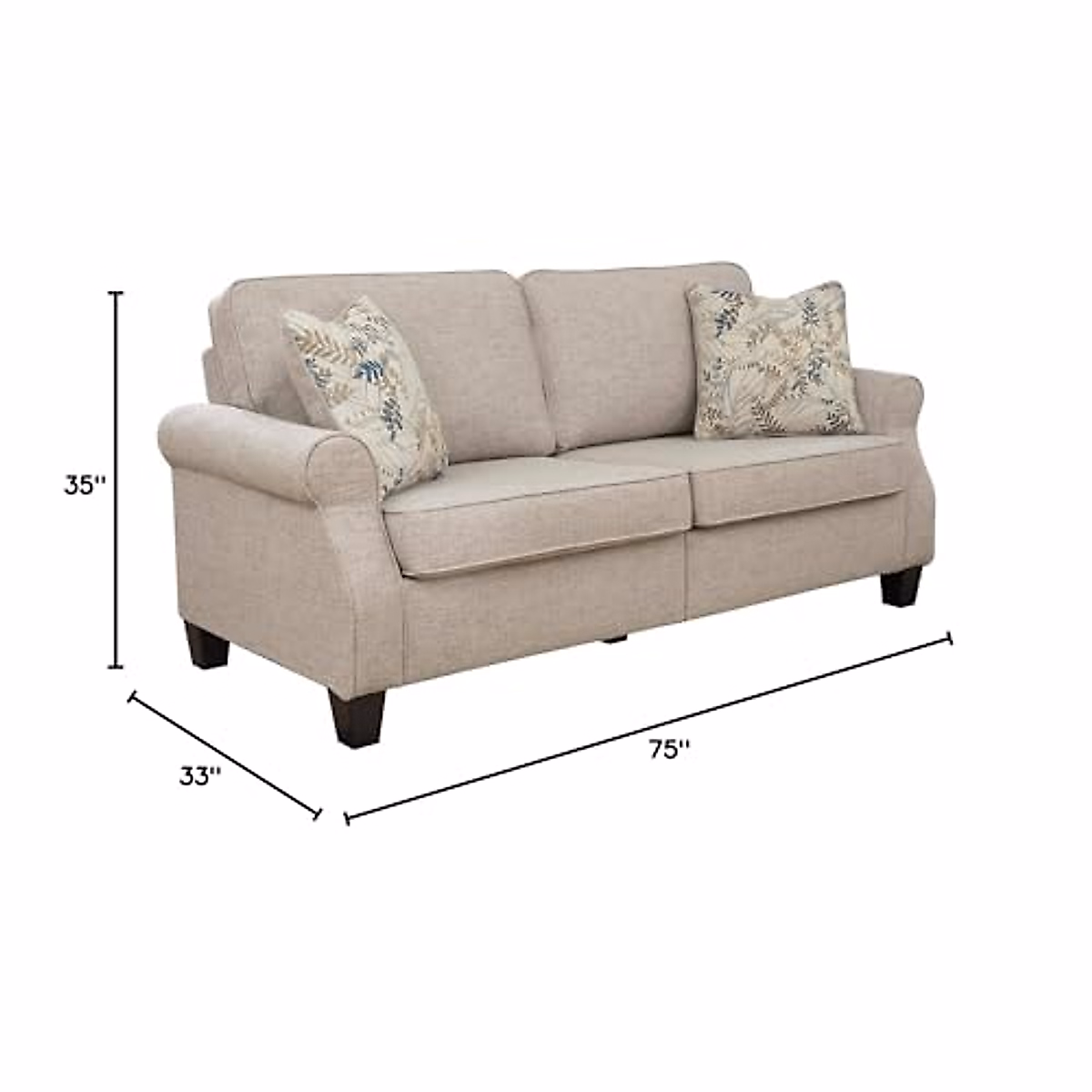 Signature Design by Ashley Alessio Modern Sofa and Loveseat with Throw Pillows, Beige