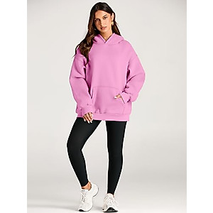 Trendy Queen Preppy Clothes Womens Pullover Sweatshirts Cute Oversized Y2k Hoodies Fleece Long Sleeve Sweaters Loose Casual Pullover Fall Outfits Winter Fashion 2024 Pink