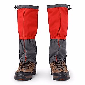 plplaaoo Leg Gaiters,1 Pair Outdoor Waterproof Sports Climbing Hiking Legging Gaiters Shoe, Snow Accessories, Gaiters Gators for Hiking, Boots Cover, Hunting Gear and Equipment for Adults(Red)