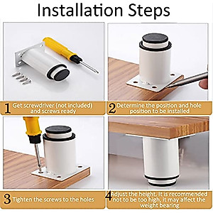 Metal Adjustable Height Furniture Legs 4.7-8 inch, Heavy Duty Support Legs for Furniture Set of 4,Sofa Cabinet Legs,Adjustable Height Replacement Support Leg for Furniture/Bed/Cabinet/TV Stand(white)