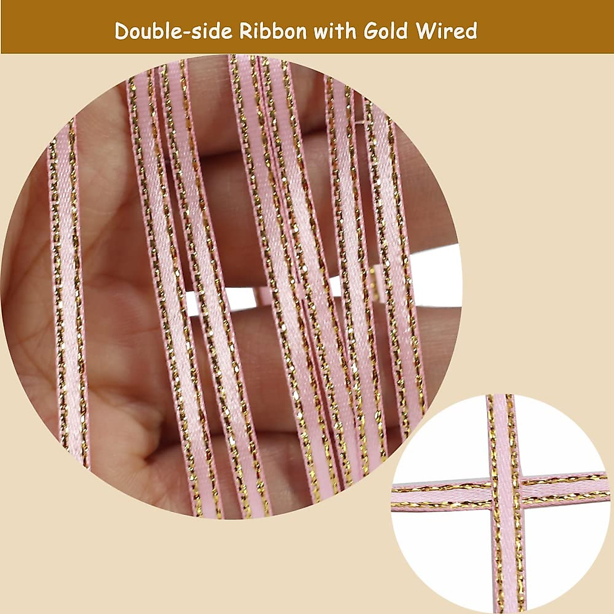 JESEP YONG 1/8" Assorted Satin Ribbon with Gold Edge Solid-1000 Yards-3mm ContinuousThin Ribbon Boutique Gift Wrapping Package Ribbon-DIY Crafts-Balloons-Florists-Showers Deco Ribbon(12 Colors)