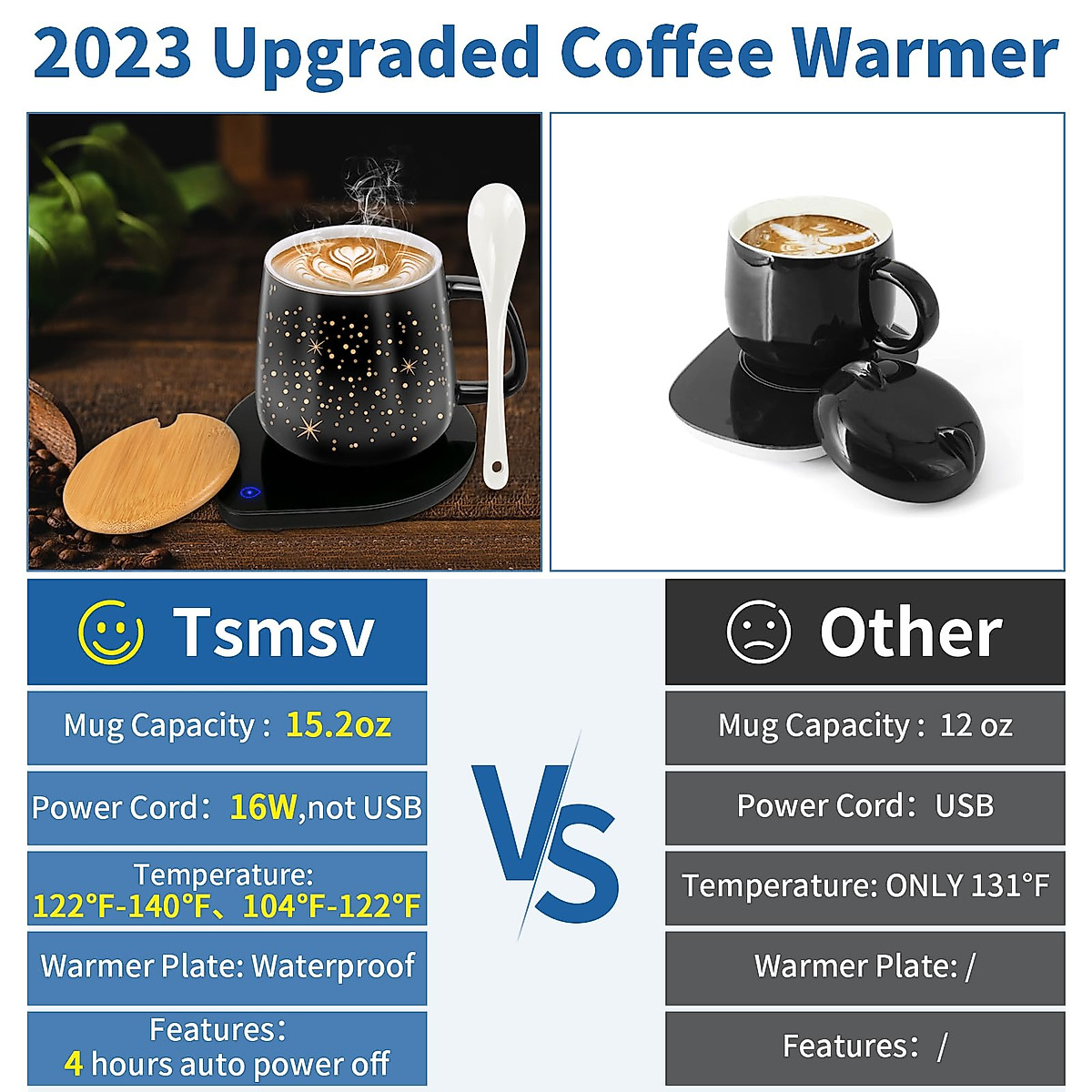 【2023 Upgraded】 Coffee Warmer with Mug Set/Coffee Cup with Warmer/Coffee Mug Warmer with 2 Temperature/Coffee Cup Warmer for Desk/Gifts for Birthday, Thanksgiving Day and Christmas, Valentine's Day