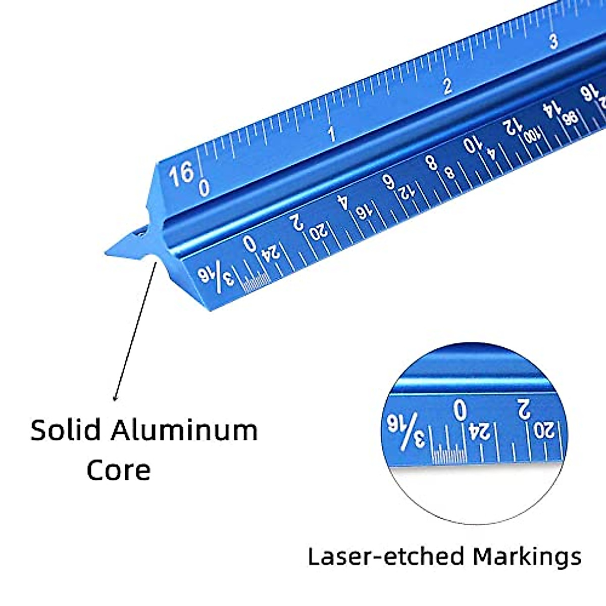 3 Pack Architectural Scale Ruler, YIFARUBE 12"/ 6" Aluminum Architect Triangular Ruler, Professional Measuring Kit for Architect, Civil Engineer & Draftsman (Black, Red & Blue)