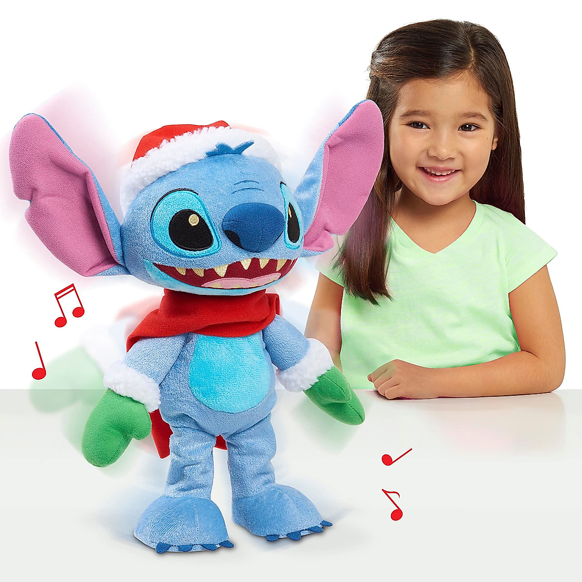 Just Play Disney Holiday Dancing Stitch 14-Inch Feature Plush, Kids Toys for Ages 3 Up