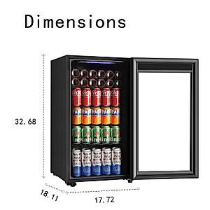 HAILANG+more Beverage Refrigerator and Cooler, 120 Can Freestanding Mini Fridge with Glass door, Digital Temperature Display, Perfect for Home, Office, Bar
