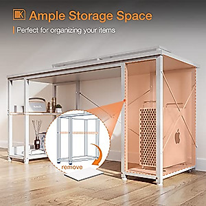 ODK 48 inch Computer Desk with Monitor Shelf and Storage Shelves, Gaming Desk, Study Table with CPU Stand & Reversible Shelves, White
