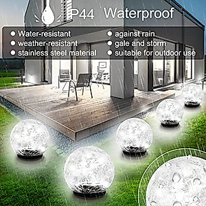 MIQIA Solar Lights Outdoor, 2 Pack 40 LED Cracked Glass Solar Garden Lights, Waterproof Solar Ground Lights for Yard, Patio, Walkway, Lawn, Pathway, Solar Outdoor Decorative Lights (4.7 Inch, White)