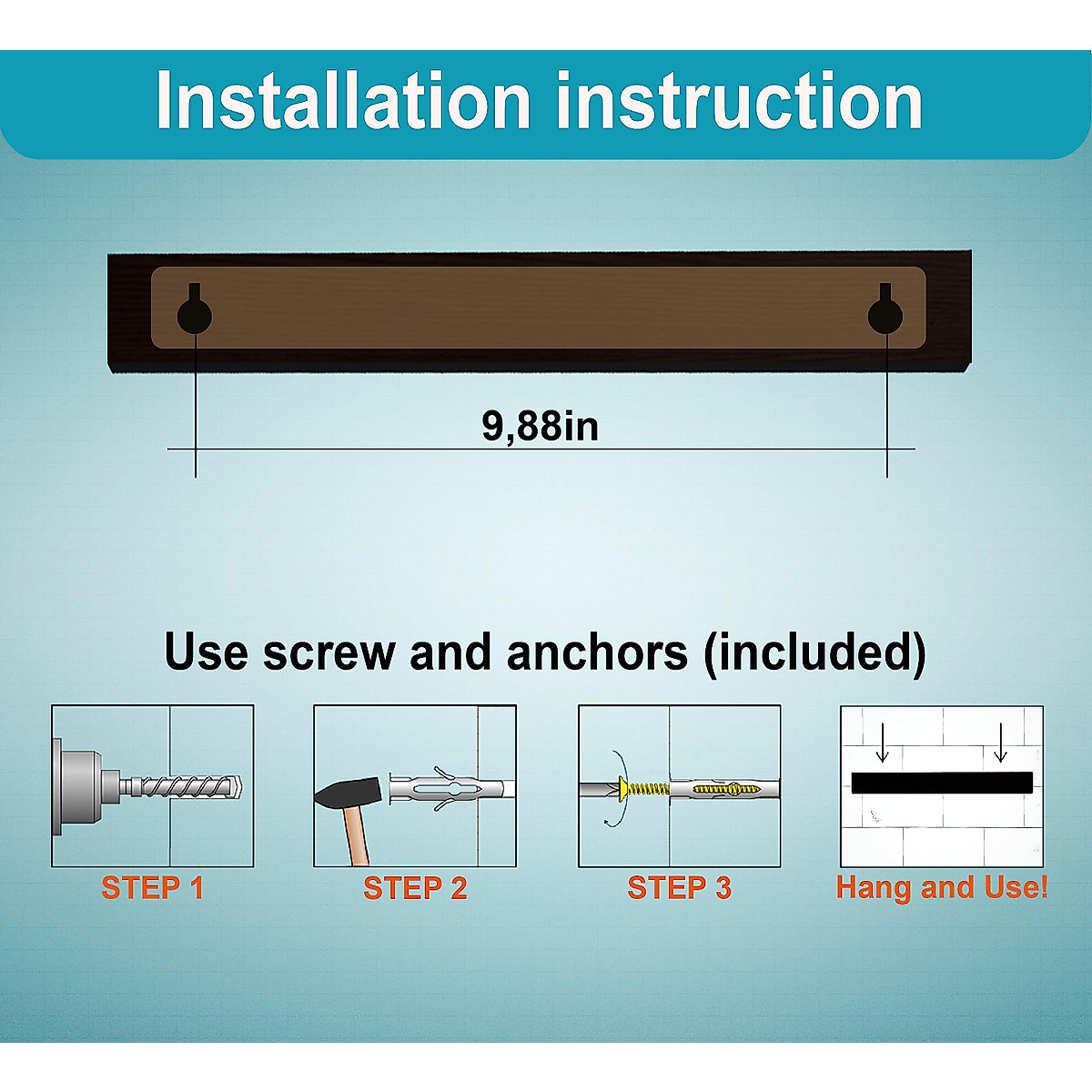 SimpleUsefulThings 12 Inch Black Knife Magnetic Strip Use as Magnetic Knife Holder for Wall - Magnetic Knife Strip - Kitchen Magnetic Knife Bar Rack