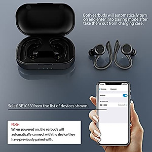 Lopnord Wireless Earbuds, Earbuds Noise Cancelling with Microphone 5.1 Sport Headphones with Charging Case, IPX7 Waterproof Sports True Wireless Earbuds with Ear Hook for Outdoor Running Travel