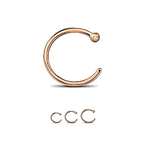 14 Karat Rose Gold 20G 5/16" 14K 1.5 mm Ball Open Nose Hoop Tragus Ring Jewelry Style 88888-1999