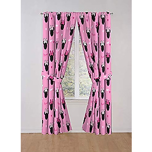 Jay Franco Disney Minnie Mouse Hearts N Love 84" inch Drapes - Beautiful Room Décor & Easy Set Up, Bedding - Curtains Include 2 Tiebacks, 4 Piece Set (Official Disney Product)