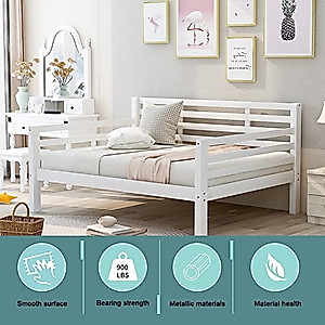 Wooden Full Size Daybed with Clean Lines, Multi-Functional Sofa Bed Frame with Wood Slat Support, No Spring Box Needed