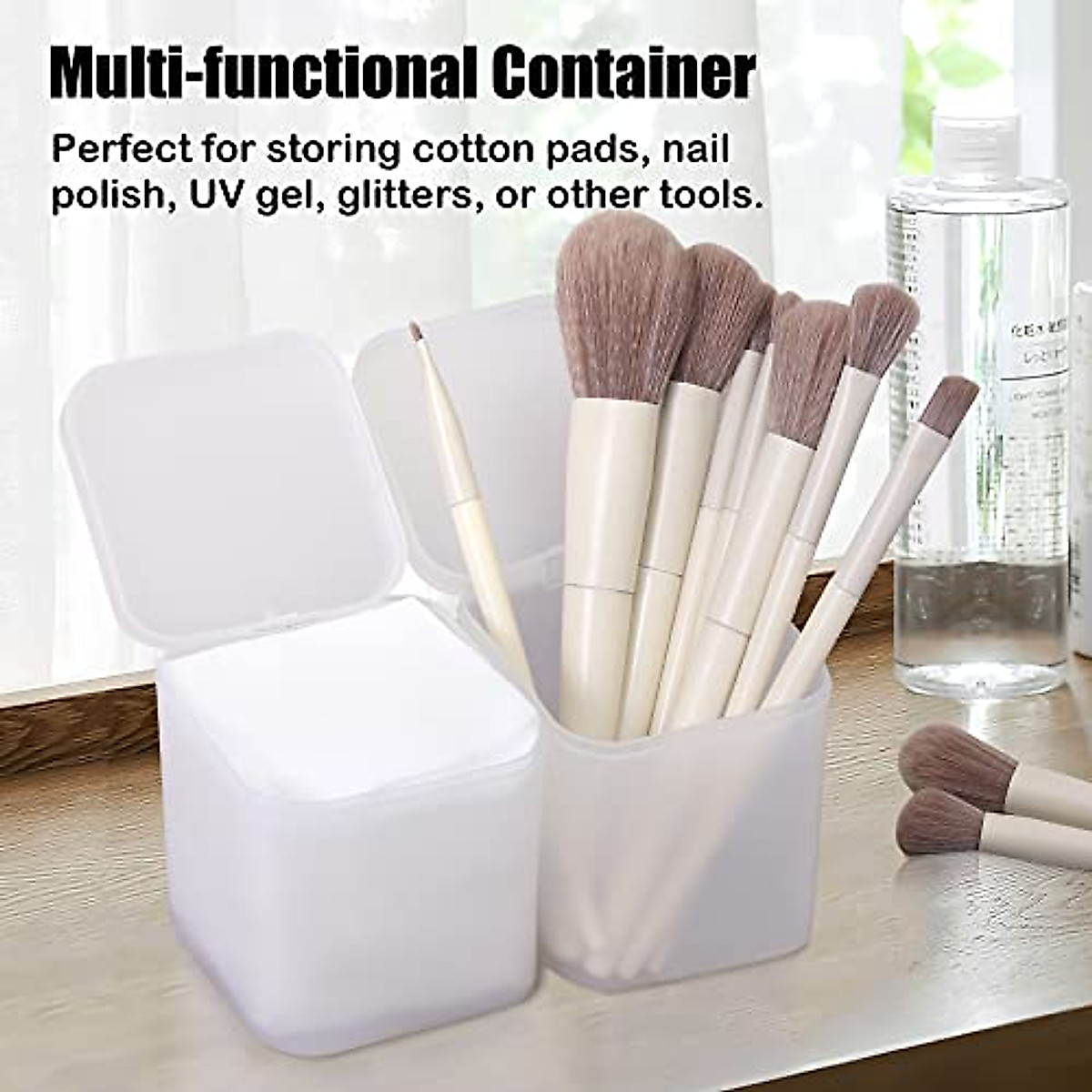 3 Pack Set Plastic Square Storage Bin-Cabinet,Cosmetic Storage Organizer Box,Cotton Pads Storage Box, Cotton Swabs Holder, Gift Box Clear Container fot Toiletries, Makeup,Hair Accessories,Crafts