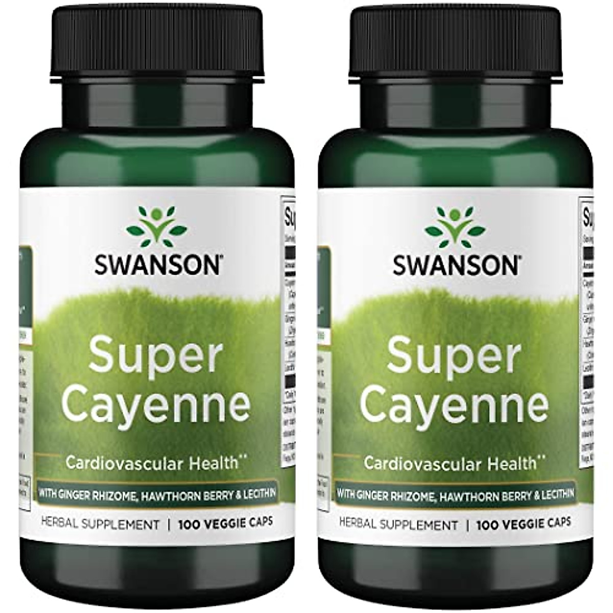 Swanson Super Cayenne - with Ginger Rhizome, Hawthorn Berry & Lecithin 100 Veg Caps 2 Pack