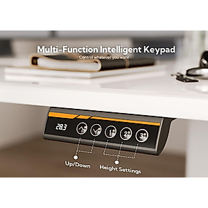 Claiks Glass Standing Desk, Small Electric Standing Desk Adjustable Height, 40 Inch Adjustable Stand Up Desk, Quick Install Home Office Computer Desk, Super White