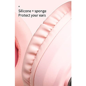 Cute Cat Ear Headset with Mic, Colorful Light, Adjustable Headband, 50mm Speaker, Girls Headphone, Compatible with PS, Xbox One, Nintendo Switch, PC, Laptop (Pink)