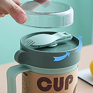 SUNSHNO Soup Mug with Lid and Scoop,18 Ounce Microwave Soup Mugs Food Flasks Oven Milk Cup Food Jar Container for Breakfast Soups, Noodles, Hot Cereal and More (Green)