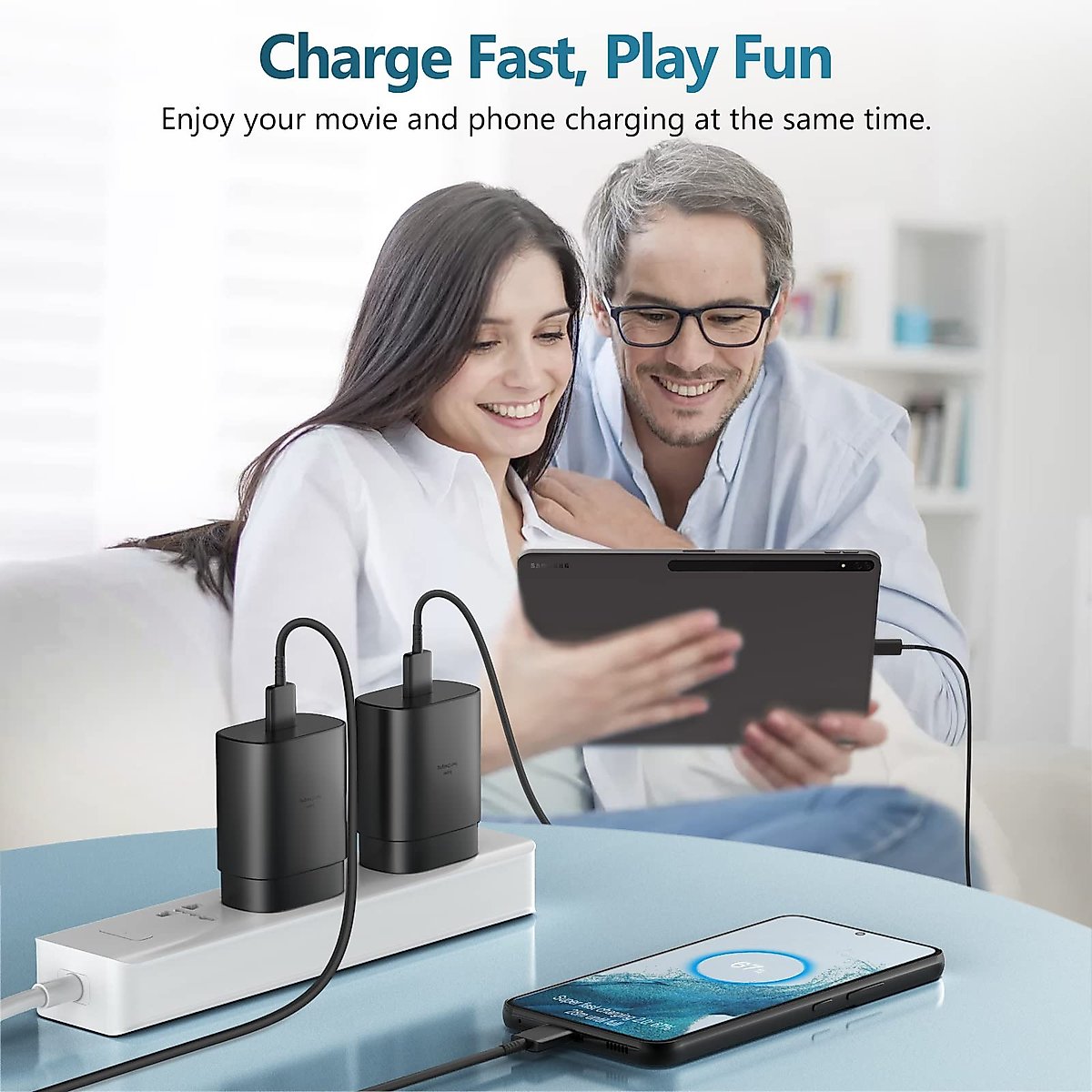 Fast Charger Type C 25W Android Phone Charger USB C Block with 10 FT C to C Type Fast Charging Cable for Samsung Galaxy S23 Ultra/S23/S23+/S22/S22 Ultra/S22+/S21/S20/Note 10/20, Z Fold/Flip, 3Pack