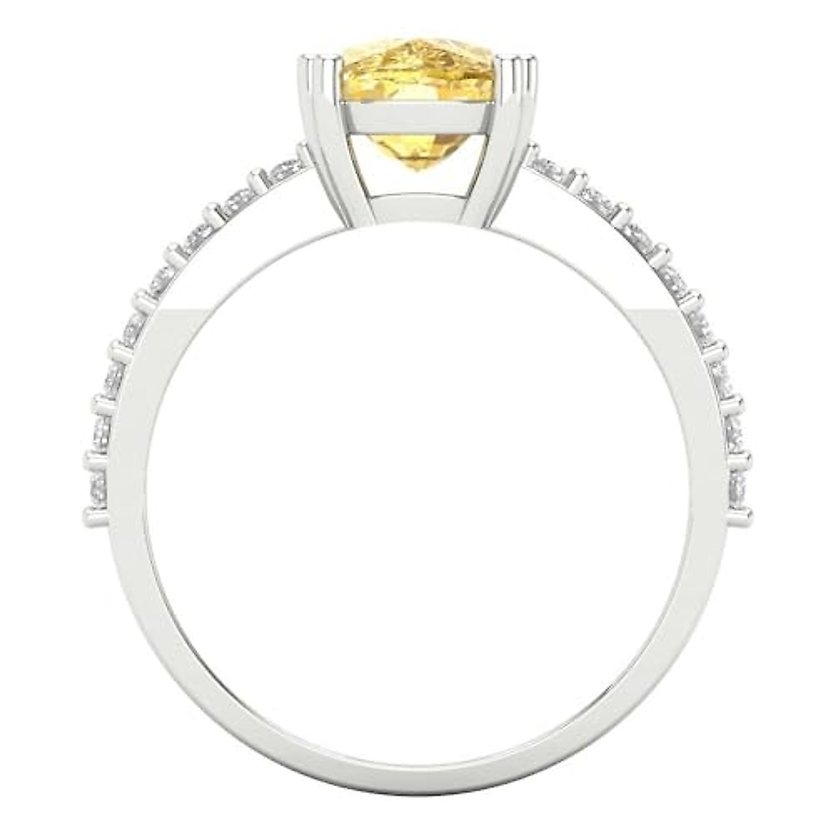 Clara Pucci 3.50 ct Cushion Cut Solitaire Genuine Yellow Simulated Diamond Engagement Promise Anniversary Bridal Ring 18K White Gold 9.25