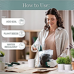 Barnyard Designs Farmhouse Herb Garden Planter Indoor Planter Set with Tray or Outdoor Apartment Window Planter Box, Windowsill Planter Box, Indoor Herb Planter Garden Pots Herb Pots, White, Set/3