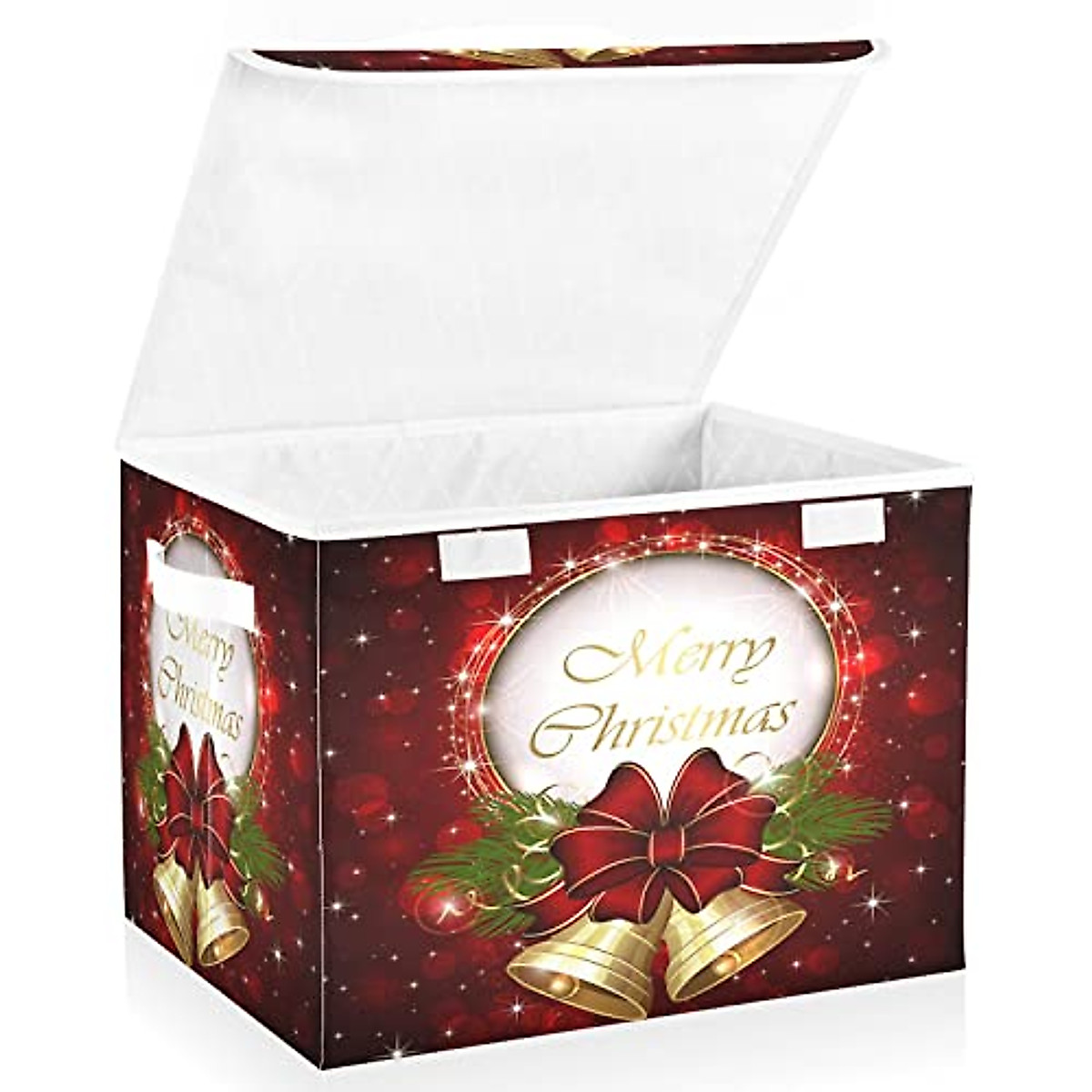 xigua Merry Christmas Storage Bins with Lids Foldable Large Cube Storage Boxes with Handles for Home Bedroom Closet Office (16.5x12.6x11.8 in)#46