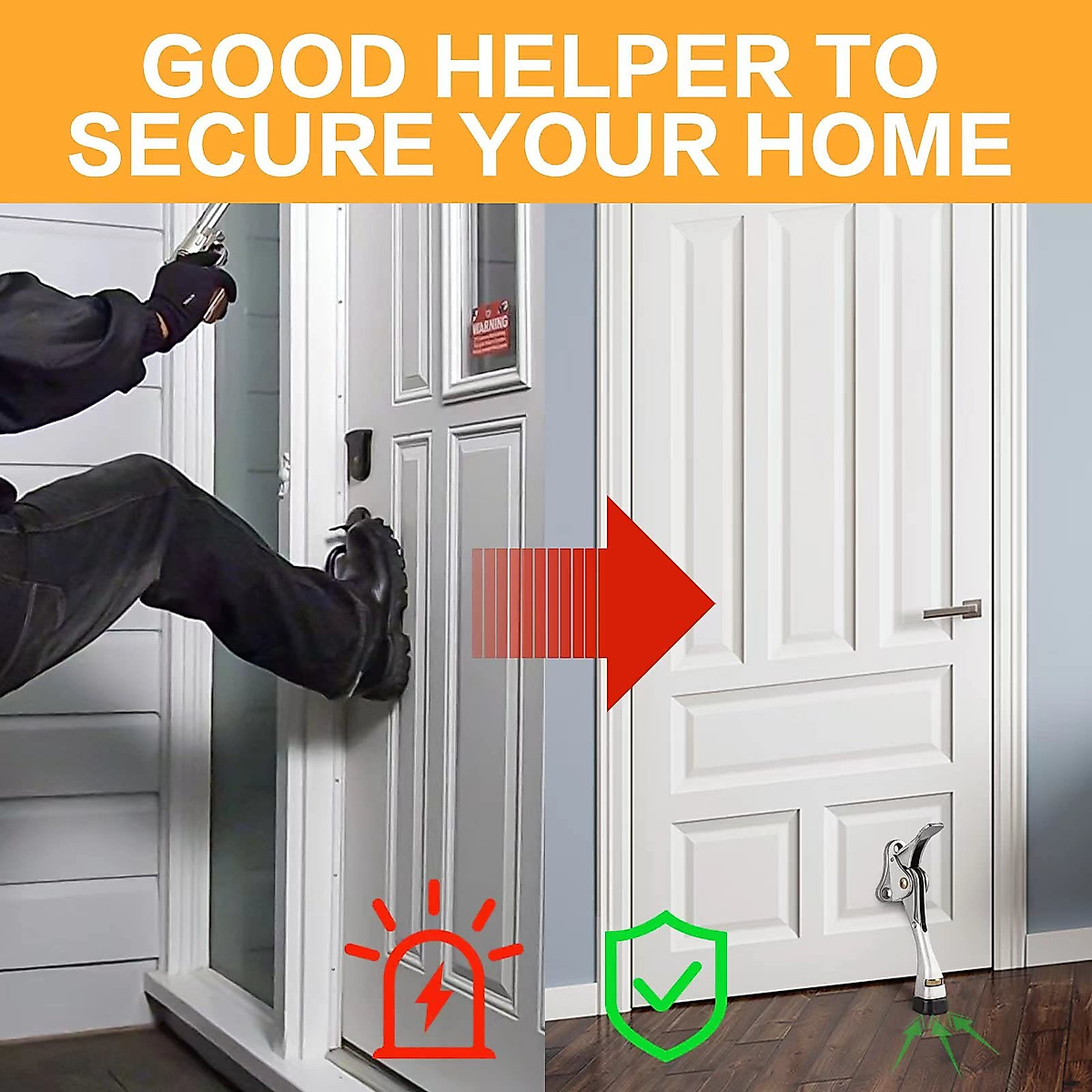 Gotega Door Stopper, 2 Packs Kickdown Door Stop with One Touch Adjustable Height and Rubber Tip 4 Inches, Heavy Duty Door Stops, Door Holder, Bottom of Door