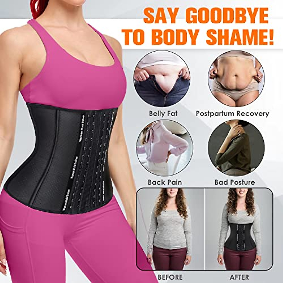 YADIFEN Corset Waist Trainer for Women, Latex Waist Cincher Workout Body Shaper Breathable Girdle Sport Belt