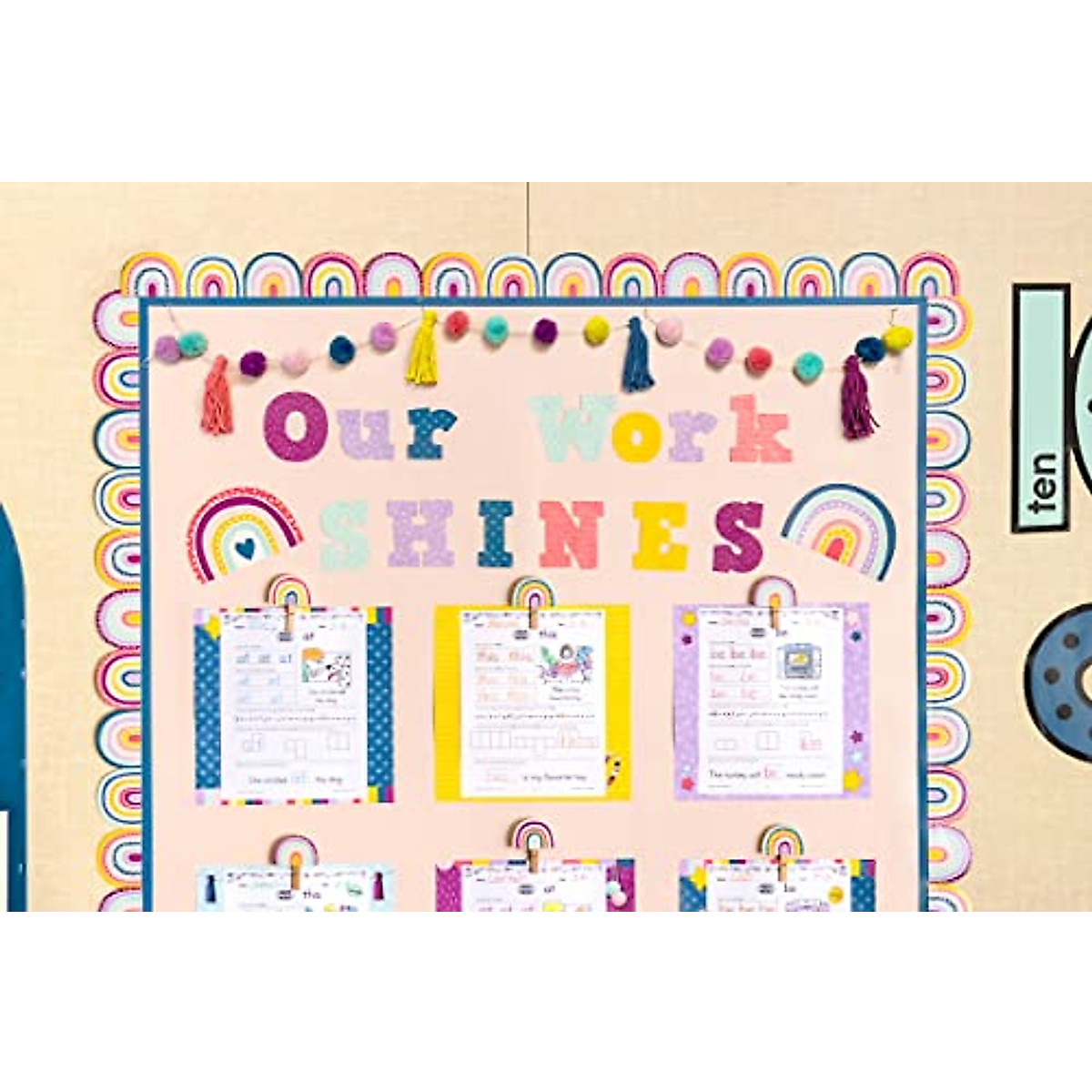 Teacher Created Resources Oh Happy Day Rainbows Die-Cut Rolled Border Trim - 50ft - Decorate Bulletin Boards, Walls, Desks, Windows, Doors, Lockers, Schools, Classrooms, Homeschool & Offices