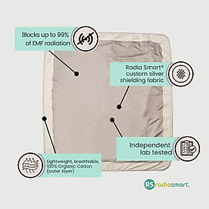 Radia Smart® 5G Blocking, EMF Protection Baby Blanket, Pregnancy Belly Shielding, Natural Cotton, Large 43 x 35