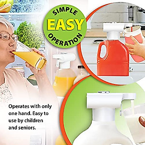 mealQ Automatic Beverage Dispenser for Milk, Juice, and Water Gallon Containers, Hands-Free Pump with Electric Tap, Rechargeable Kitchen Fridge Accessory Date Recorder, 2.5x4.8